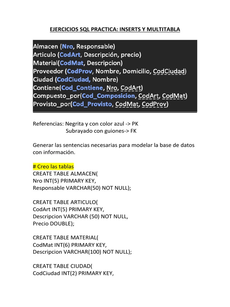 Ejercicios SQL Practica - Multitabla - Resuelto | PDF | Gestión de la información | Ingeniería ...