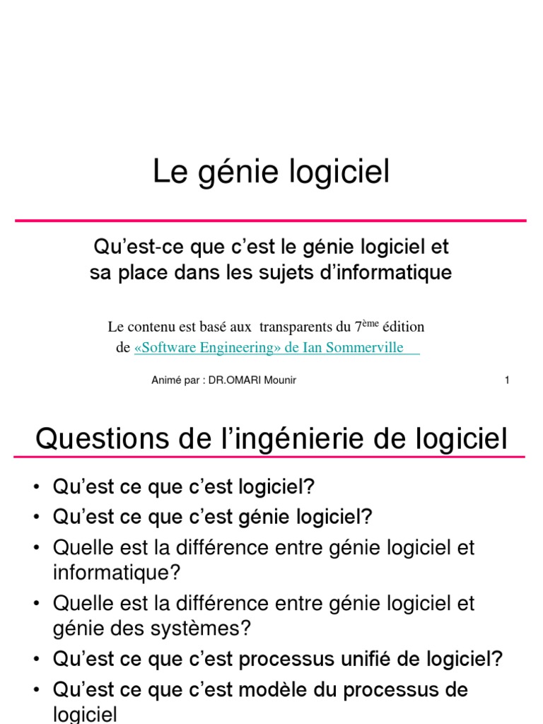 Introduction au Génie Logiciel et ses Défis | PDF | Logiciel | Ingénierie de fiabilité