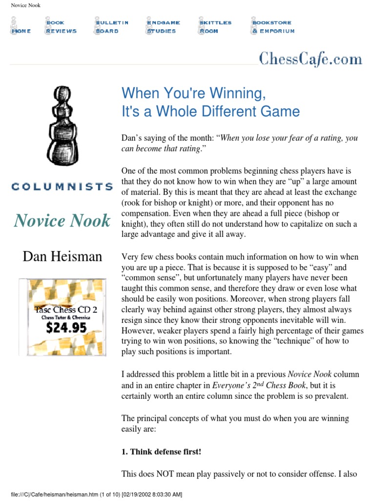 Dan Heisman 13 - When You're Winning, Its A Whole Different | PDF ...