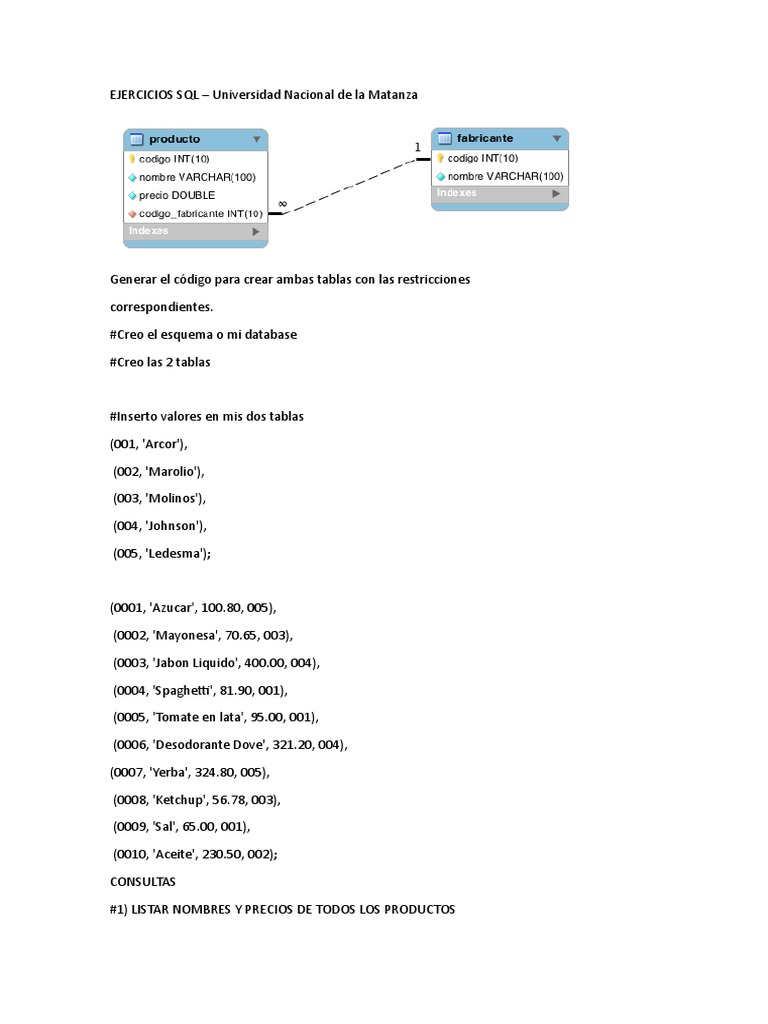 Ejercicios SQL | PDF | Bases de datos | Gestión de datos