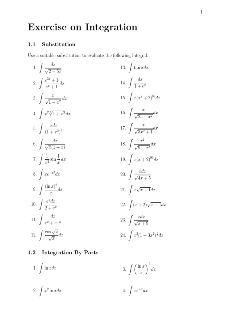 Integrationexercise | PDF | Trigonometric Functions | Elementary ...