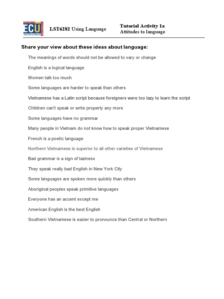 Attitudes To Language | PDF