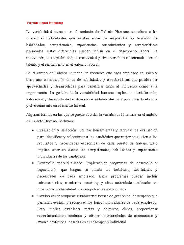 Variabilidad Humana | PDF | Toma de decisiones | Aprendizaje