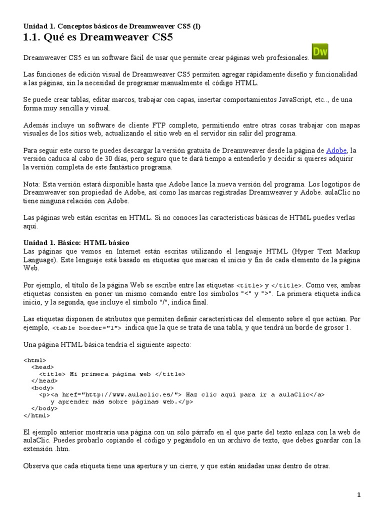 Dreamweaver | PDF | HTML | Adobe Dreamweaver