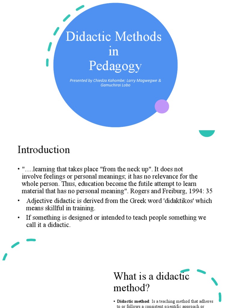 Didactic Methods in Pedagogy-Final | PDF | Pedagogy | Teachers