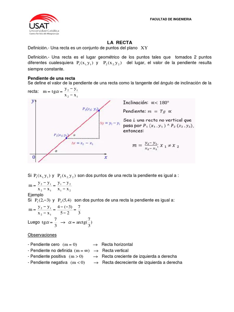 La Recta | PDF | Pendiente | Línea (geometría)