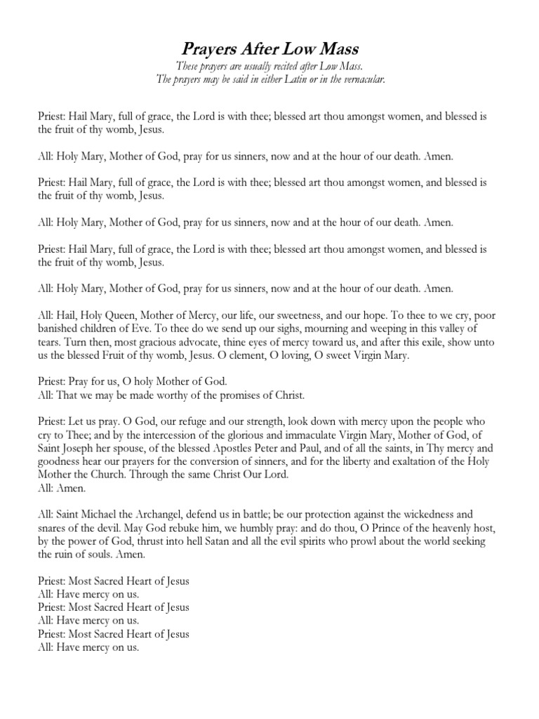 Leonine Prayers After Low Mass | PDF | Mary, Mother Of Jesus | Theology