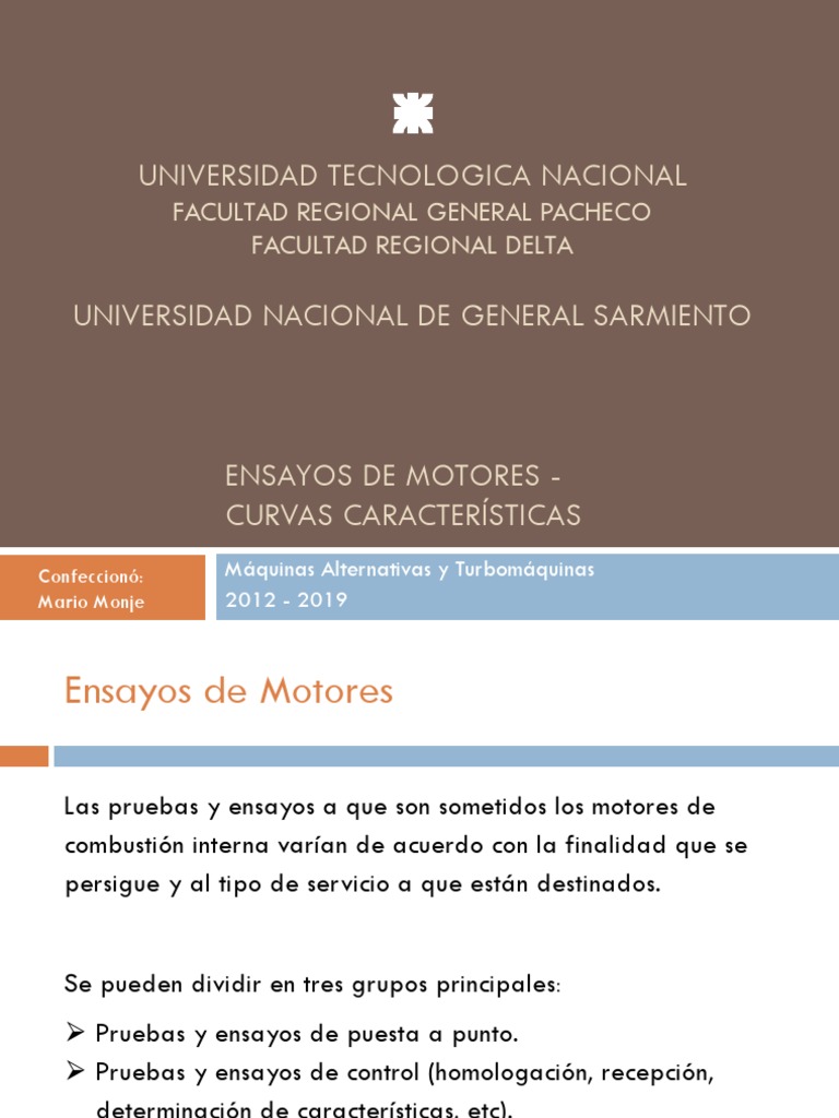 Presentación 4 - Ensayos de Motores - Curvas Características | PDF | Arrastrar (Física) | Pistón