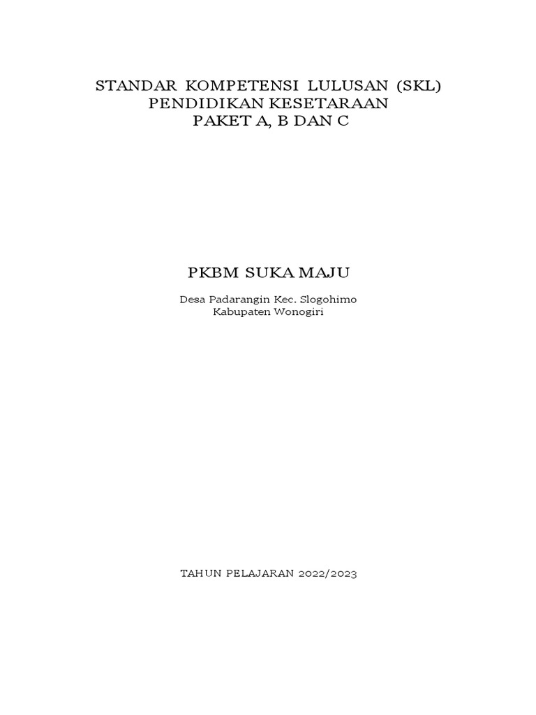 SKL PKBM Sukamaju | PDF