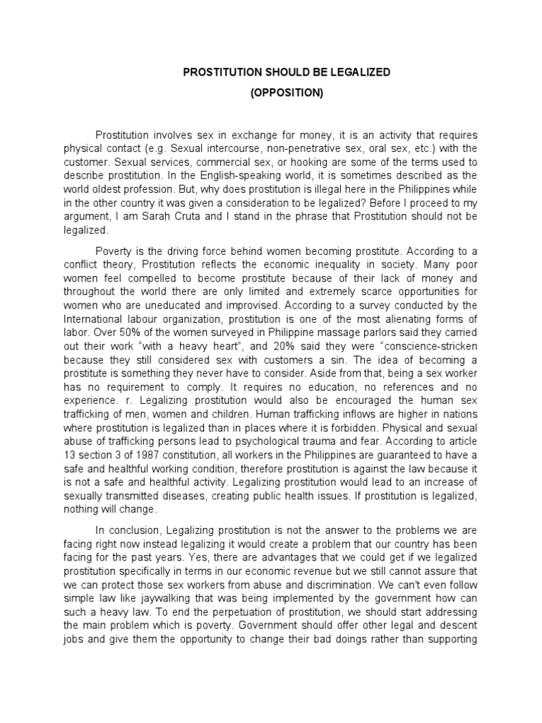 Prostitution Should Be Legalized | PDF | Prostitution | Human Trafficking