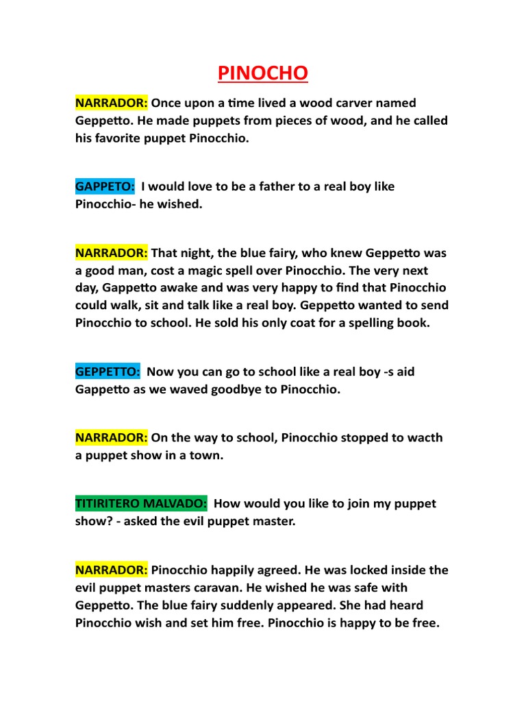 Pinocho Cuento Ingles | PDF | Pinocchio