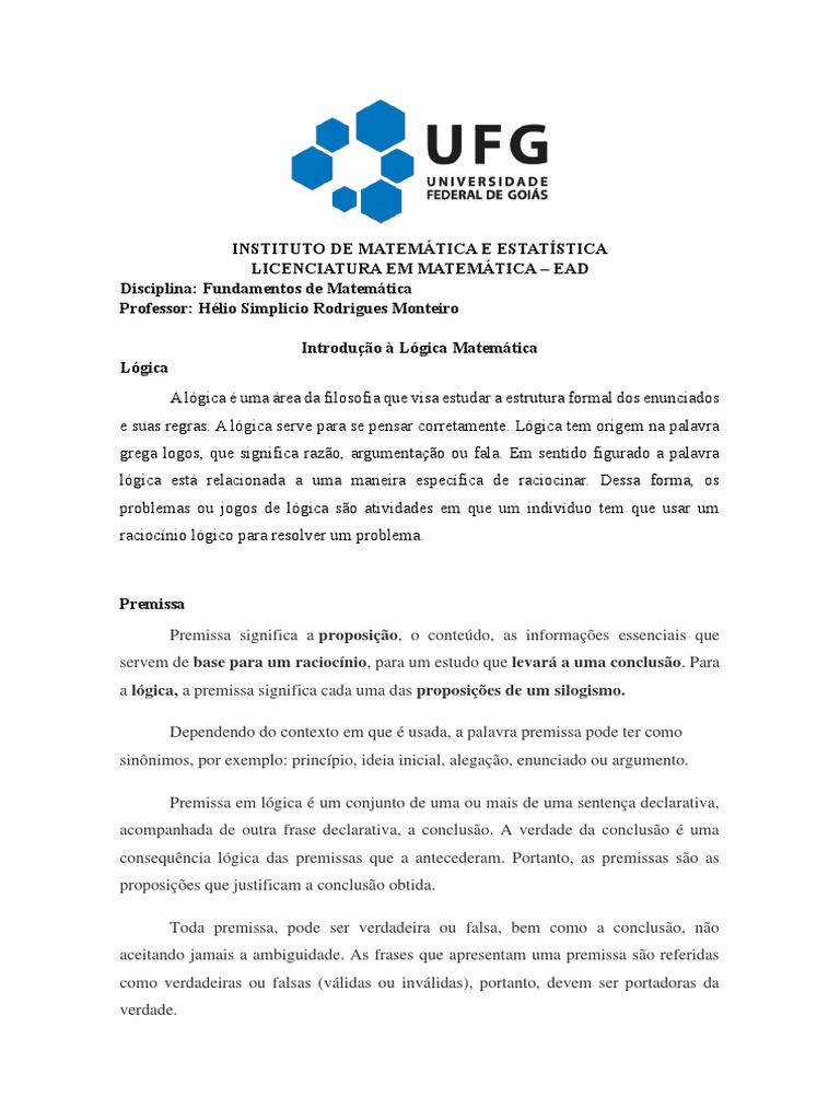 Lógica Matemática Conjunção e Disjunção | PDF | Lógica | Lógica matemática
