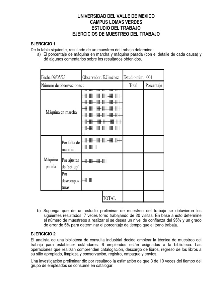 Ejercicios de Muestreo Del Trabajo C1 - 2023 | PDF Ejercicios de Muestreo Del Trabajo C1 - 2023 | PDF