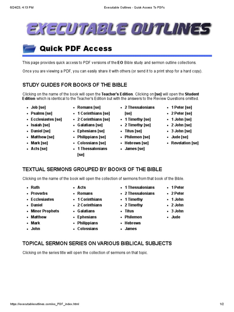 Executable Outlines - Quick Access To PDFs | PDF | Jesus | Gospel Of John