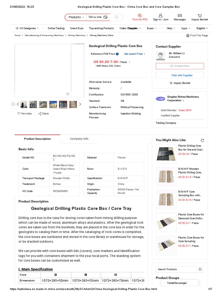 Geological Drilling Plastic Core Box - China Core Box and Core Samples ...