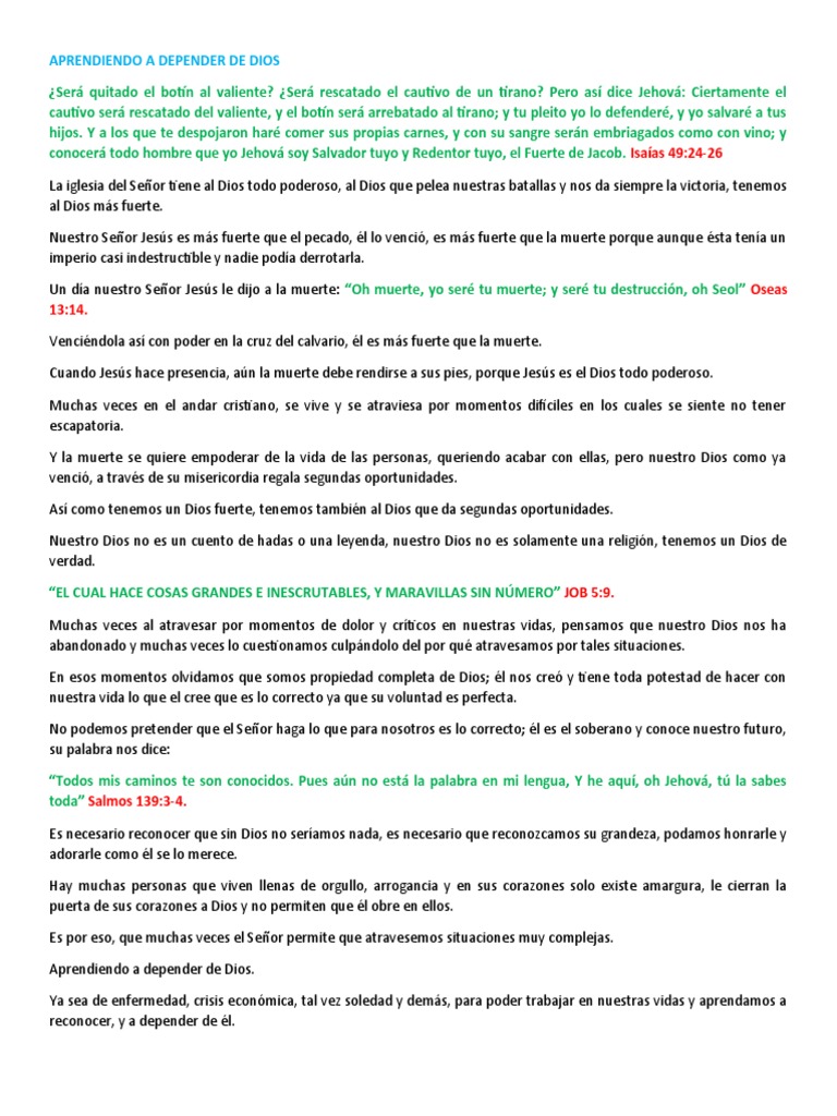 Aprendiendo a Depender de Dios | PDF | Dios | Jesús