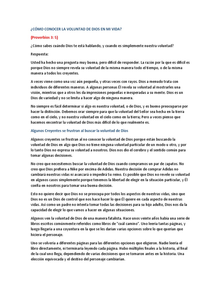 Cómo Conocer La Voluntad de Dios en Mi Vida | PDF | Dios | Biblia