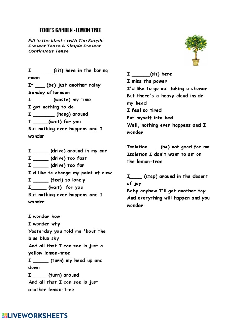 Lemon Tree Present Continuous Activity | PDF