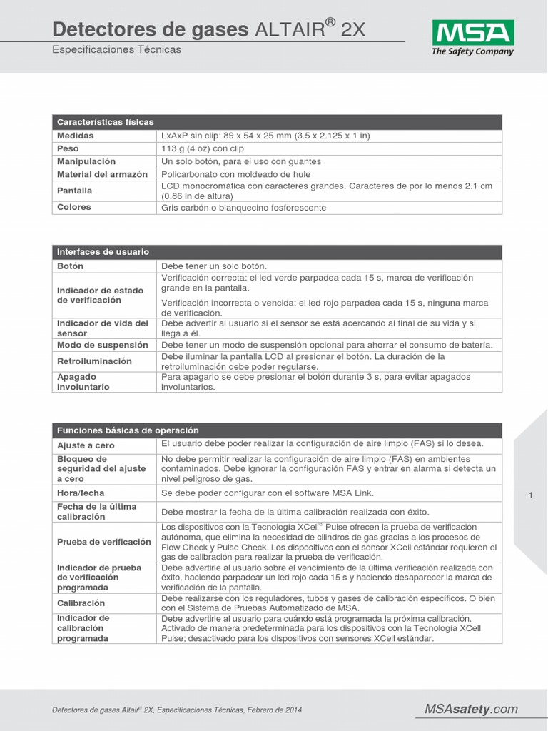 08-539 ALTAIR 2X Especificaciones Tecnicas ALTAIR 2X | PDF ...
