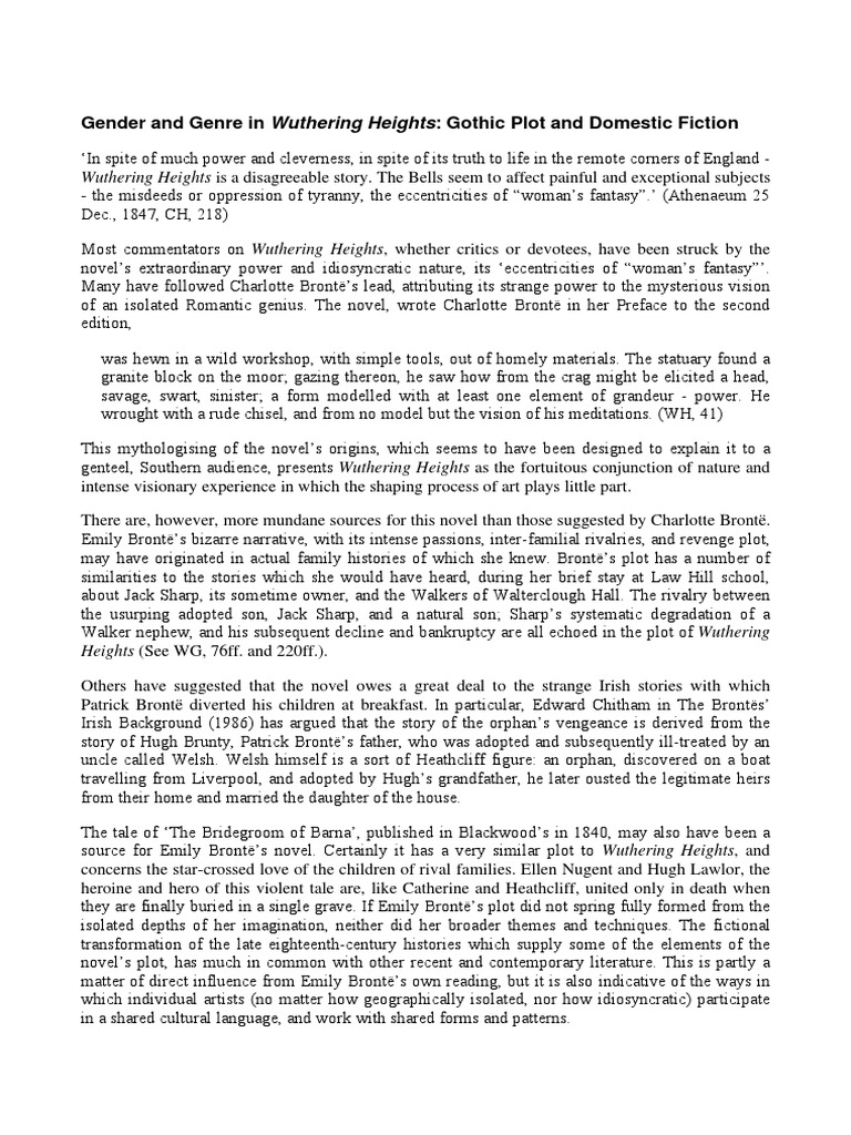 Gender and Genre in Wuthering Heights | PDF | Wuthering Heights ...