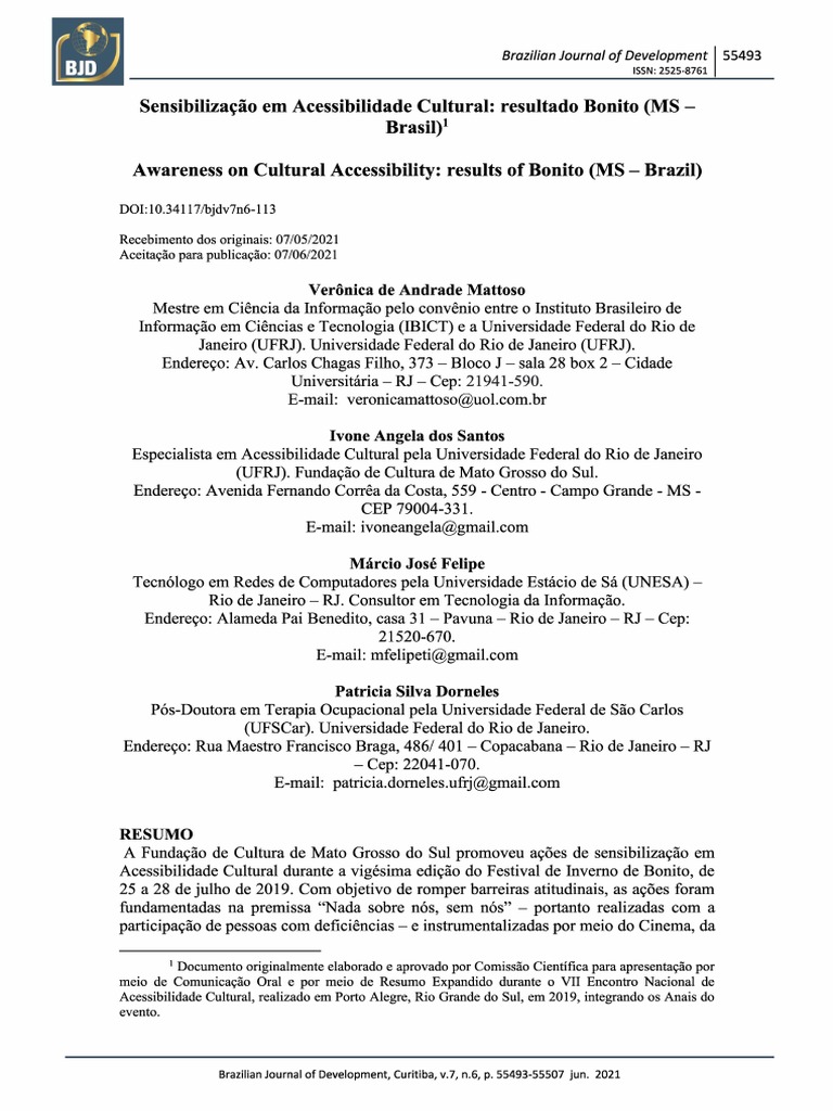Acessibilidade Cultural no Festival de Bonito | PDF | Acessibilidade ...