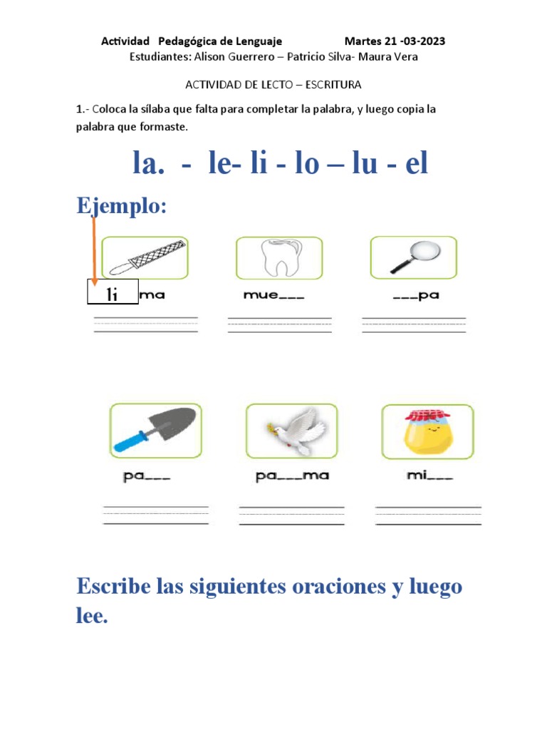 Actividades de Lectoescritura para Niños | PDF
