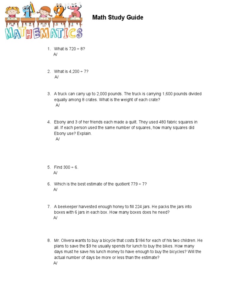 Math Study Guide IV Q | PDF | Home & Garden