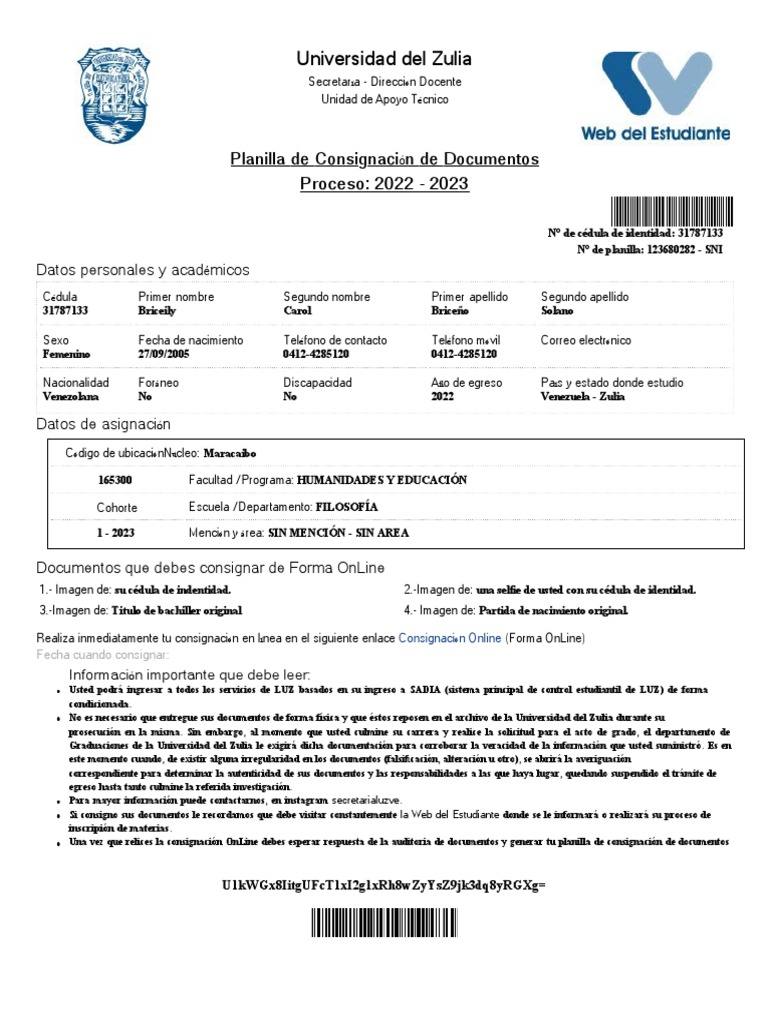 Consignación Documentos LUZ | PDF | Informática