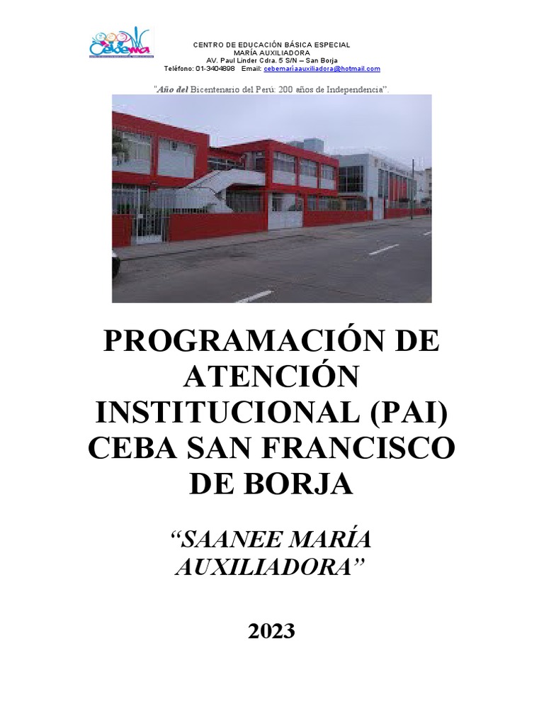 Programación de Atención Institucional Ceba 2023 | PDF | Evaluación