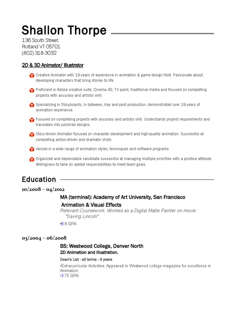 Shallon Resume 2023 | PDF | Animation | Simulation