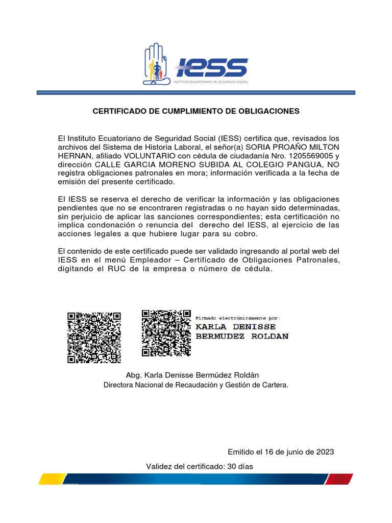 Certificado Voluntario Ced | PDF