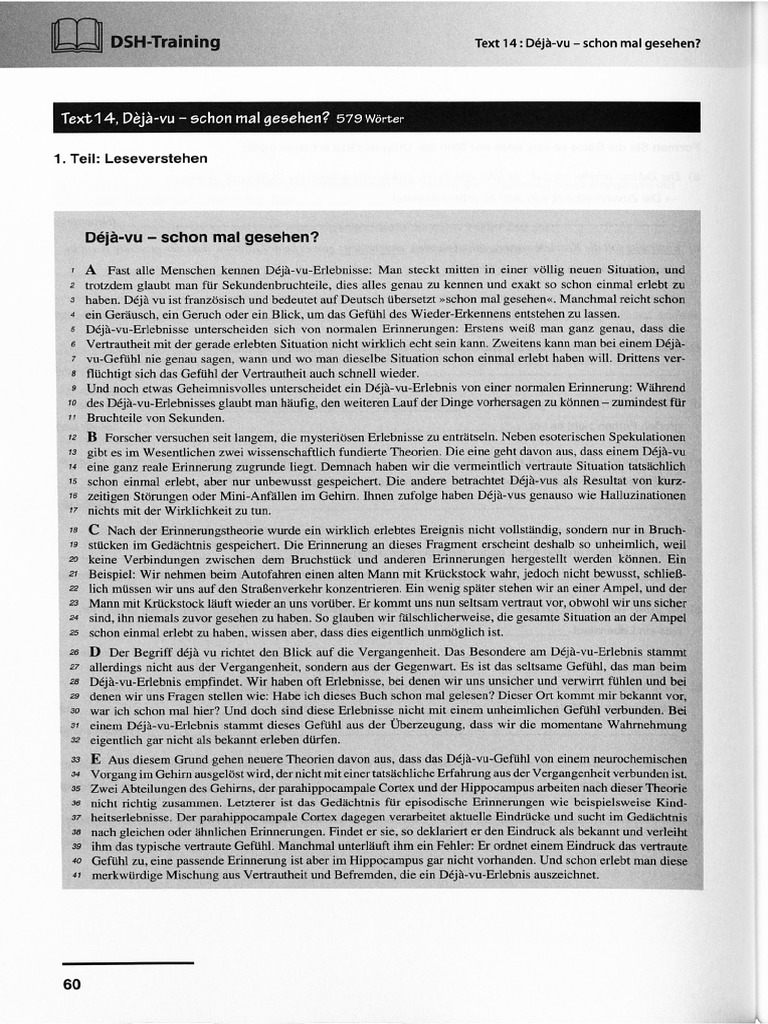Dejavu Lesenverstehen DSH | PDF