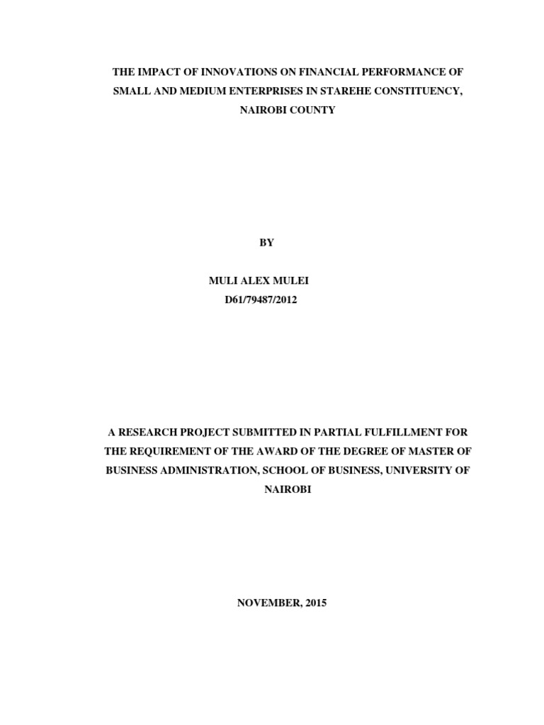 Mulei, Muli A - Impact of Innovations On Financial Performance | PDF ...