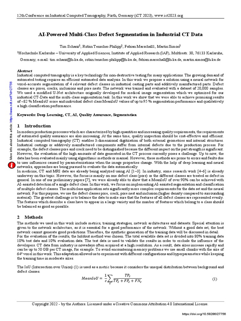 2023-AI-Powered Multi-Class Defect Segmentation in Industrial CT Data | PDF | Image Segmentation ...
