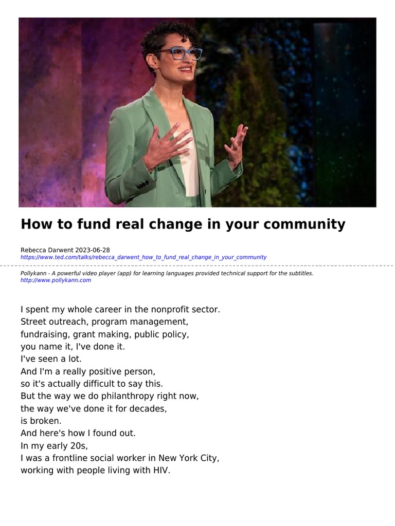 (English) How To Fund Real Change in Your Community | PDF | Philanthropy