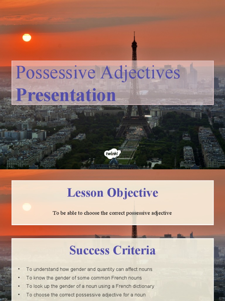 T3 FR 006 Possessive Adjectives Powerpoint | PDF | Sciences cognitives ...