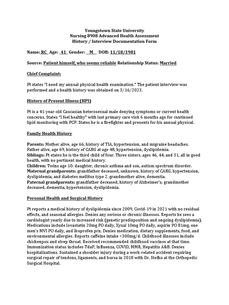 6904 Dclass Health History Interview | PDF | Clinical Medicine ...