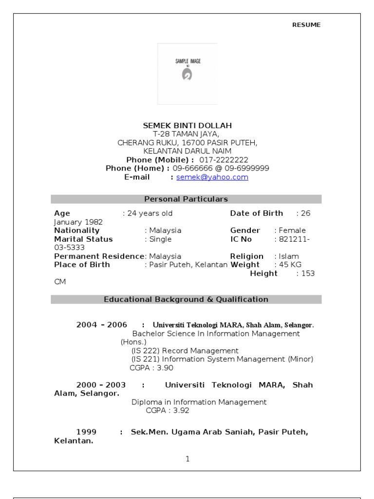 Contoh Resume Yang Lengkap | PDF | Career & Growth | Business