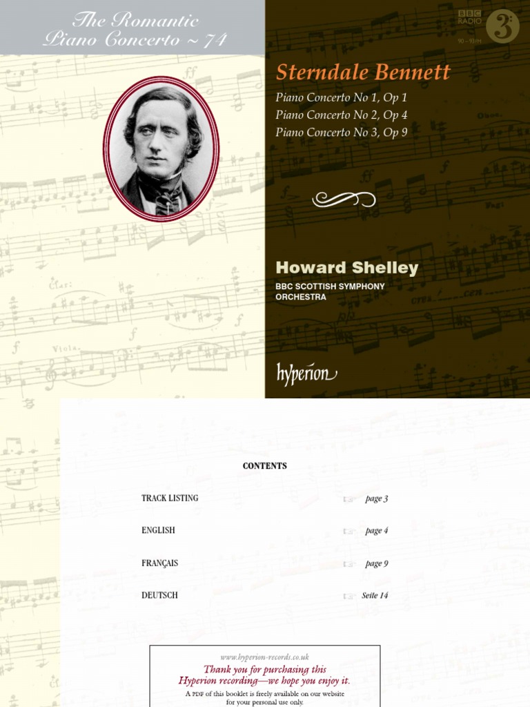 The Romantic Piano Concerto 74: Sterndale Bennett | PDF | Classical Music | Performing Arts