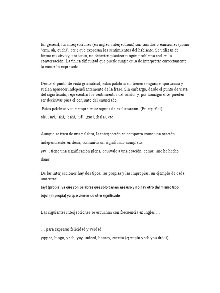 Guía de Interjecciones en Inglés | PDF | Unidades Semánticas | Semiótica