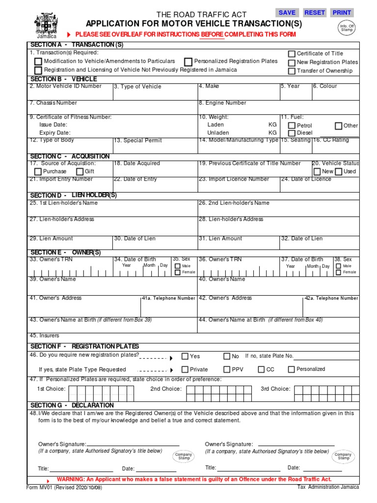MV01 15092022 | PDF | Identity Document | Vehicle Registration Plate