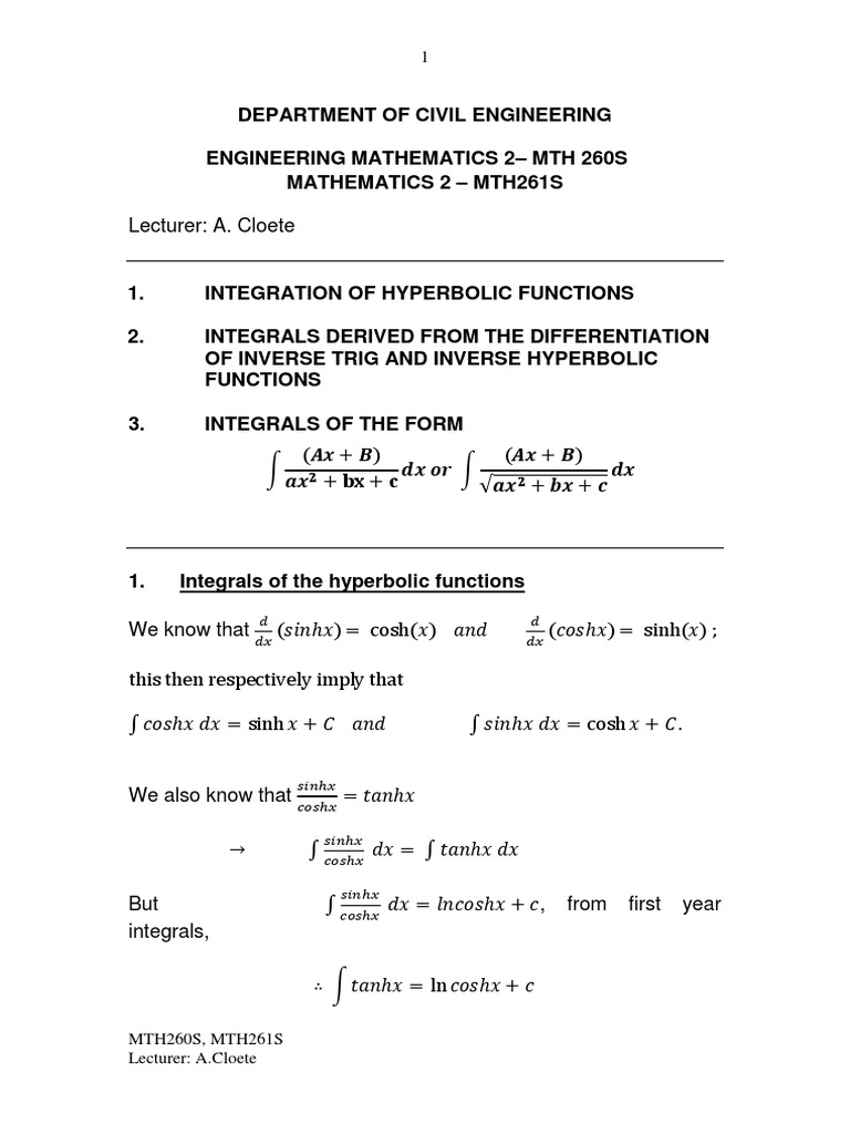 2 - Integrals Derived From Differentials of Inverse Trigonometric ...