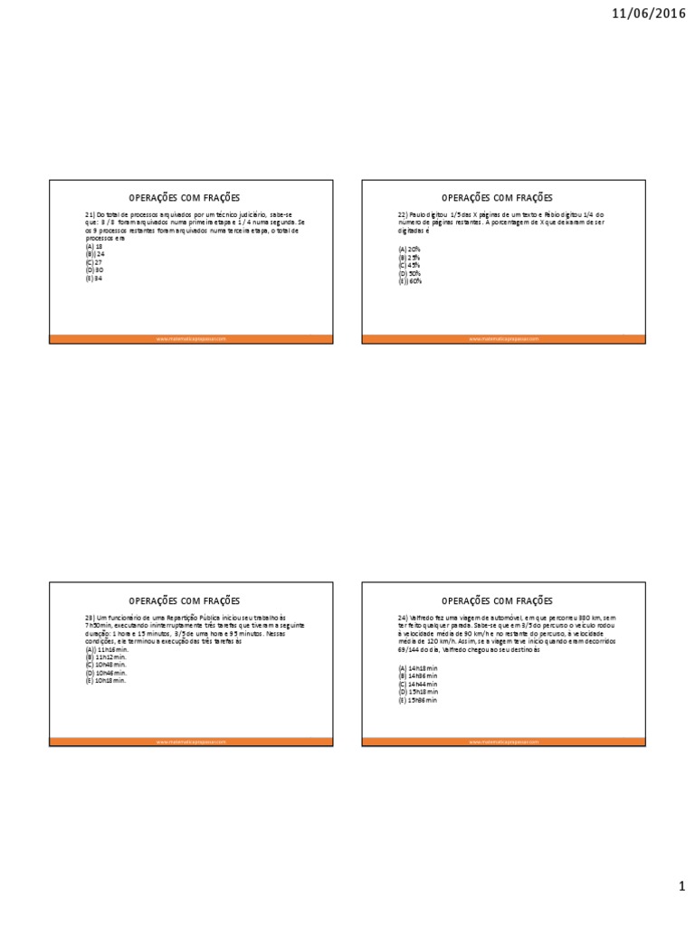 Conjuntos Numéricos - Operações Com Frações - Parte 5 | PDF