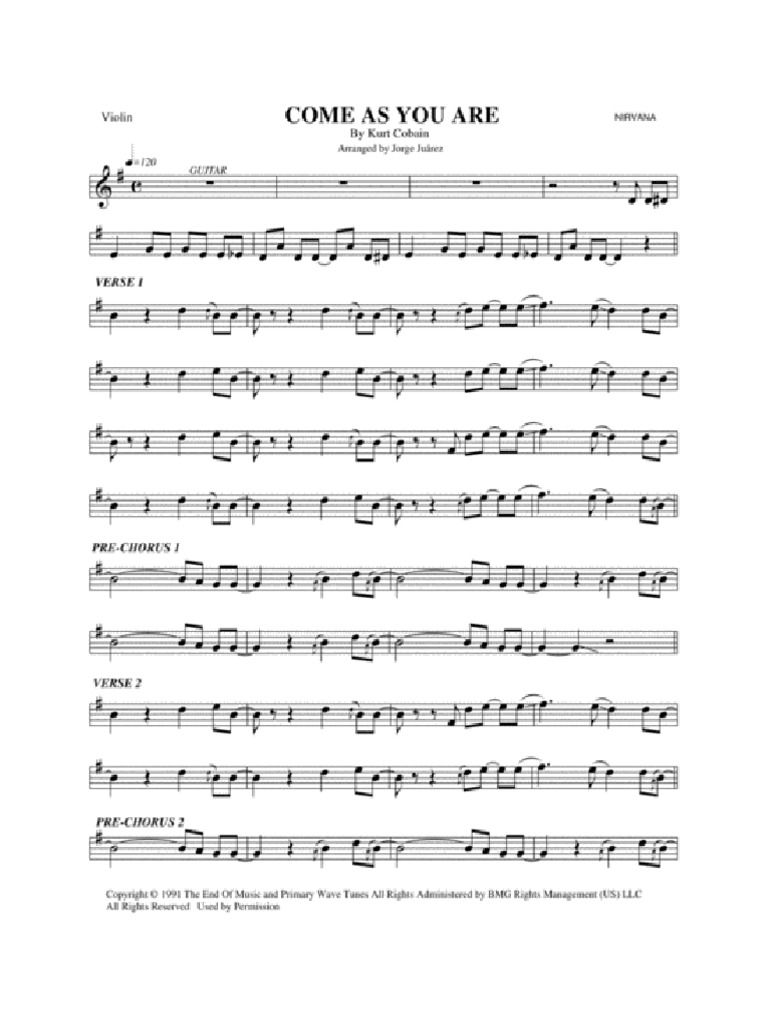 Come As You Are Violin | PDF