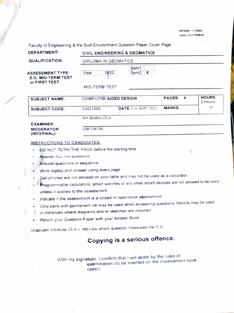 CAD150S Marking Memo | PDF | Computing