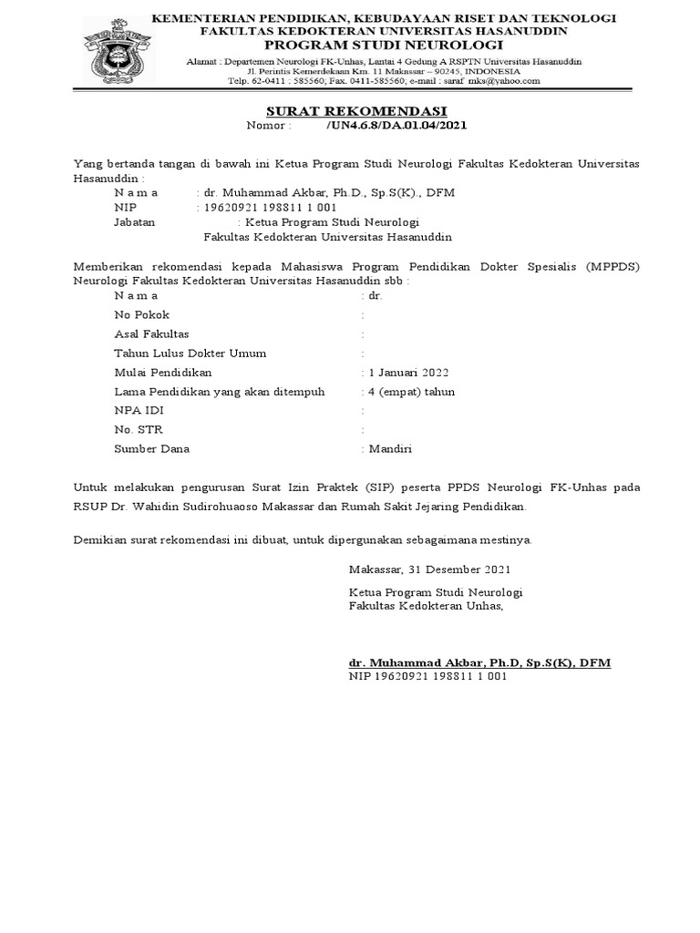 Rekomendasi Utk SIP Residen Januari 2022 | PDF