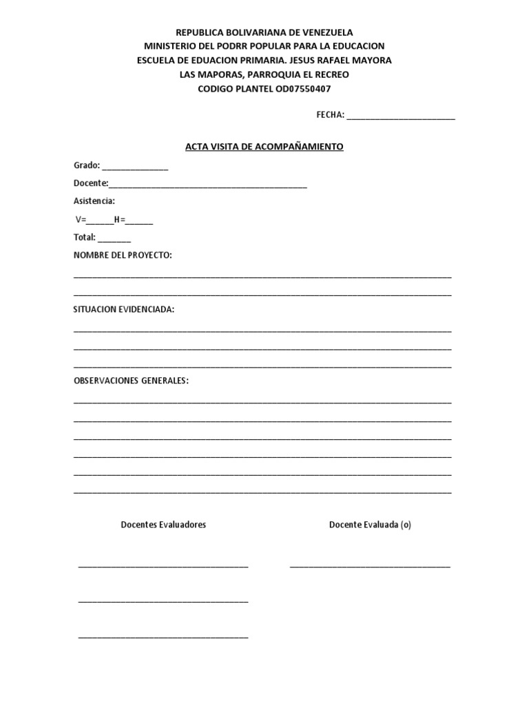 Acta de Acompañamiento Primaria | PDF