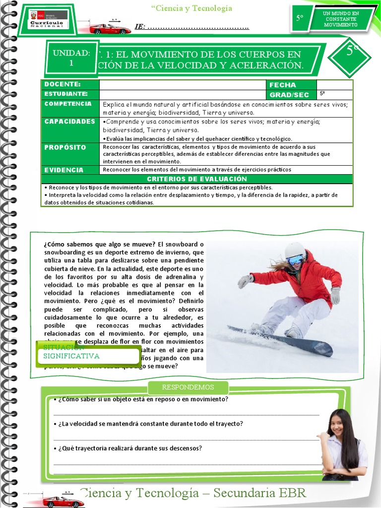 5º Act 1-Cyt-U1 | PDF | Velocidad | Aceleración