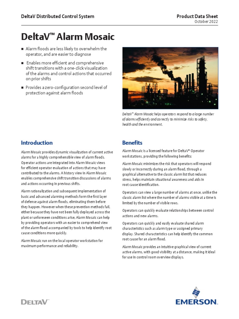Emerson - Product Data Sheet - DeltaV Alarm Mosaic - DeltaV | PDF | Icon (Computing) | Risk