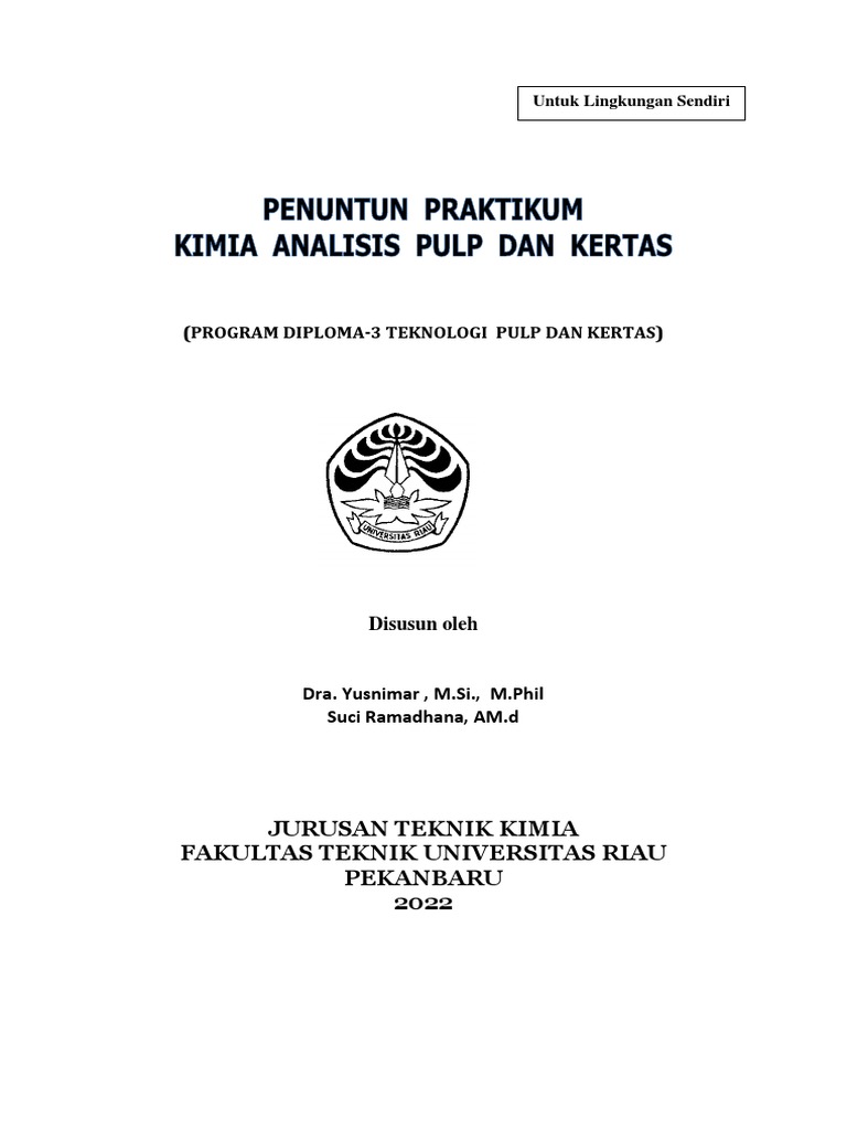 Penuntun - Prak - K Analisis Pulp Dan Kertas | PDF